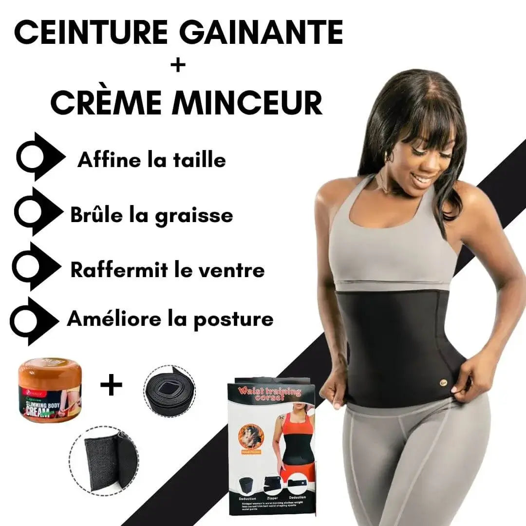 Pack Minceur : Ceinture Gainante 5M + 02 Crèmes Amincissantes – ALLWISH